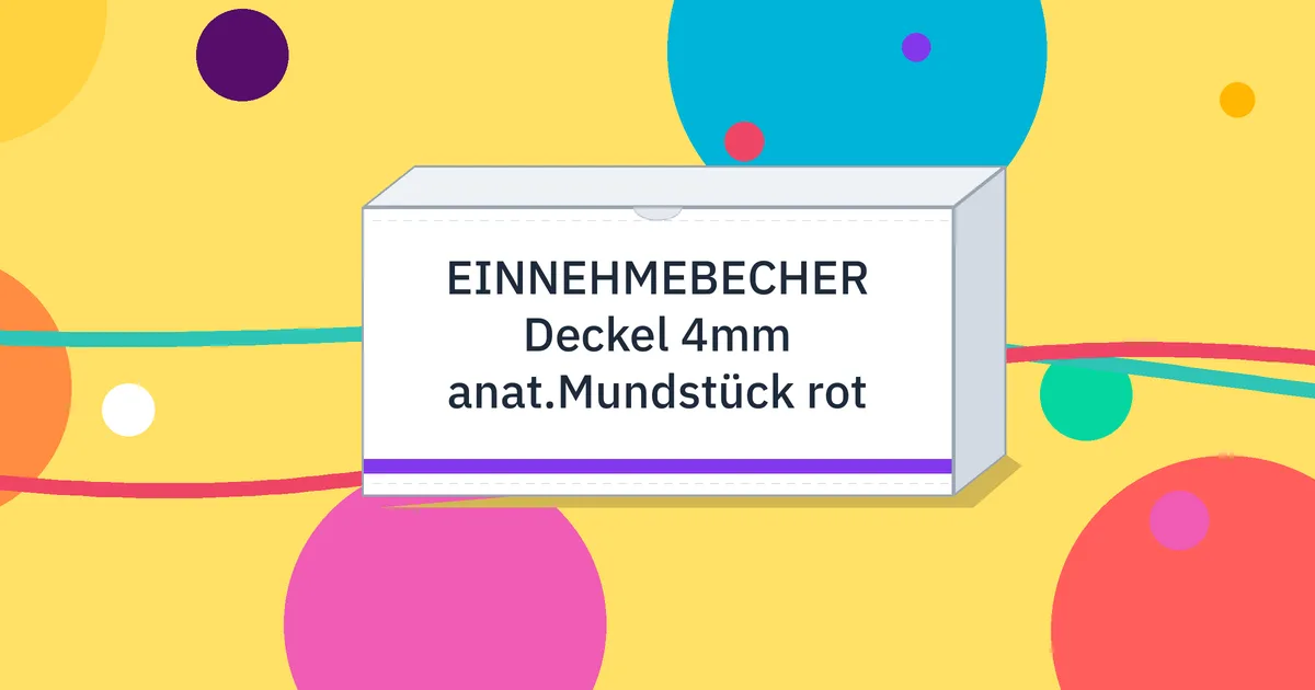 Symbolbild: Packung mit der Aufschrift EINNEHMEBECHER Deckel 4mm anat.Mundstück rot (PZN 13919101) – Verfügbarkeit und Bezug in Apotheken in Frankfurt am Main