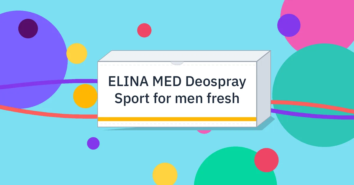 Symbolbild: Packung mit der Aufschrift ELINA MED Deospray Sport for men fresh (PZN 08466324) – Verfügbarkeit und Bezug in Apotheken in Frankfurt am Main