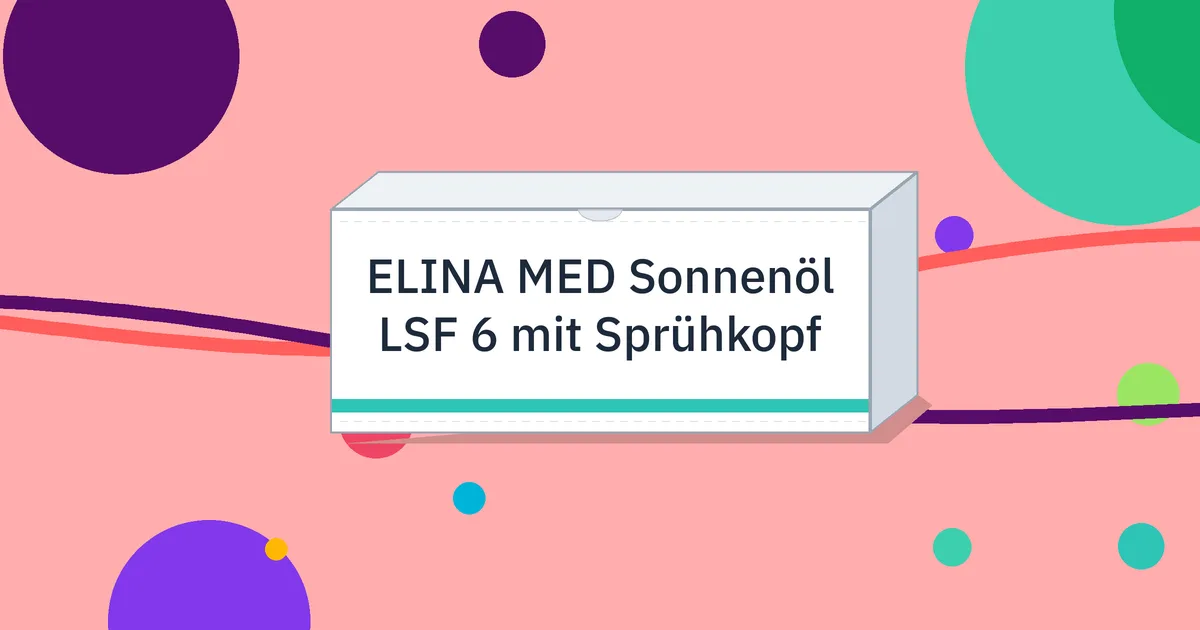 Symbolbild: Packung mit der Aufschrift ELINA MED Sonnenöl LSF 6 mit Sprühkopf (PZN 11291414) – Verfügbarkeit und Bezug in Apotheken in Frankfurt am Main