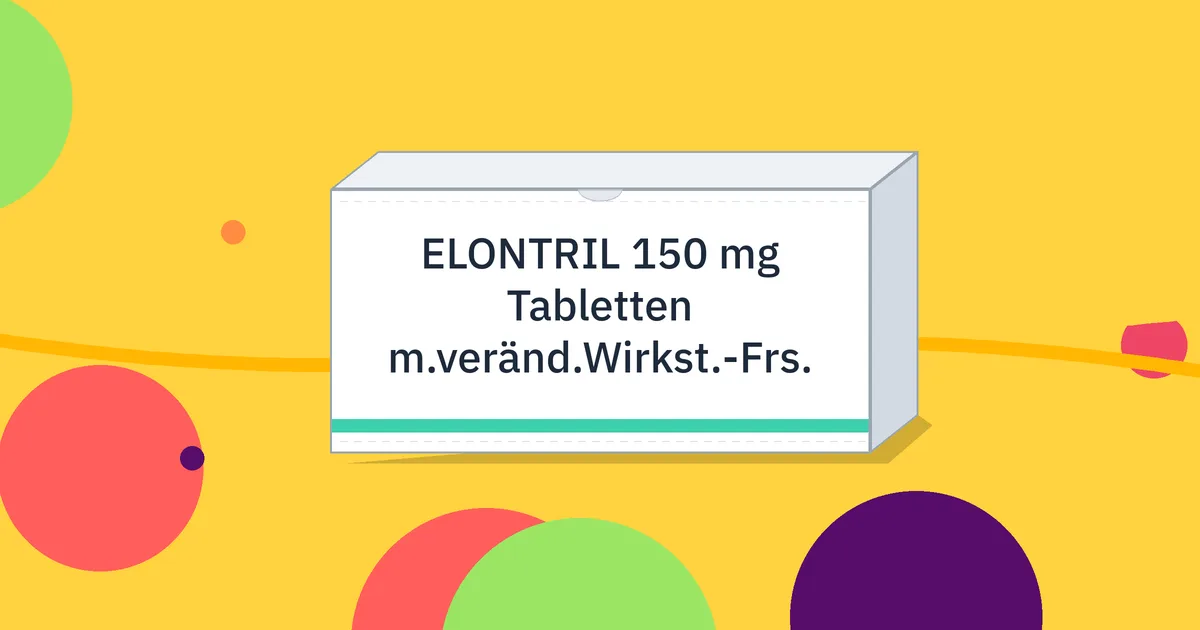 Symbolbild: Packung mit der Aufschrift ELONTRIL 150 mg Tabletten m.veränd.Wirkst.-Frs. (PZN 03651703) – Verfügbarkeit und Bezug in Apotheken in Frankfurt am Main