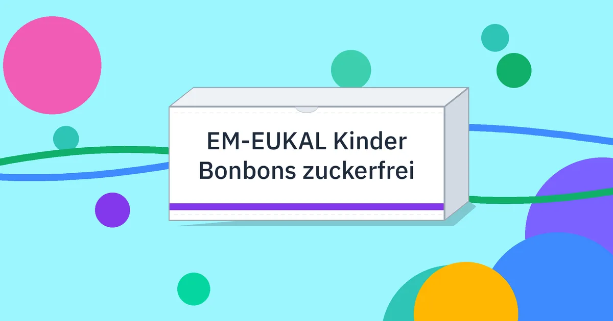 Symbolbild: Packung mit der Aufschrift EM-EUKAL Kinder Bonbons zuckerfrei (PZN 04252106) – Verfügbarkeit und Bezug in Apotheken in Frankfurt am Main
