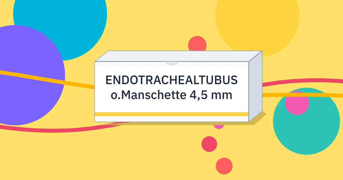 Symbolbild: Packung mit der Aufschrift ENDOTRACHEALTUBUS o.Manschette 4,5 mm (PZN 08887066) – Verfügbarkeit und Bezug in Apotheken in Frankfurt am Main