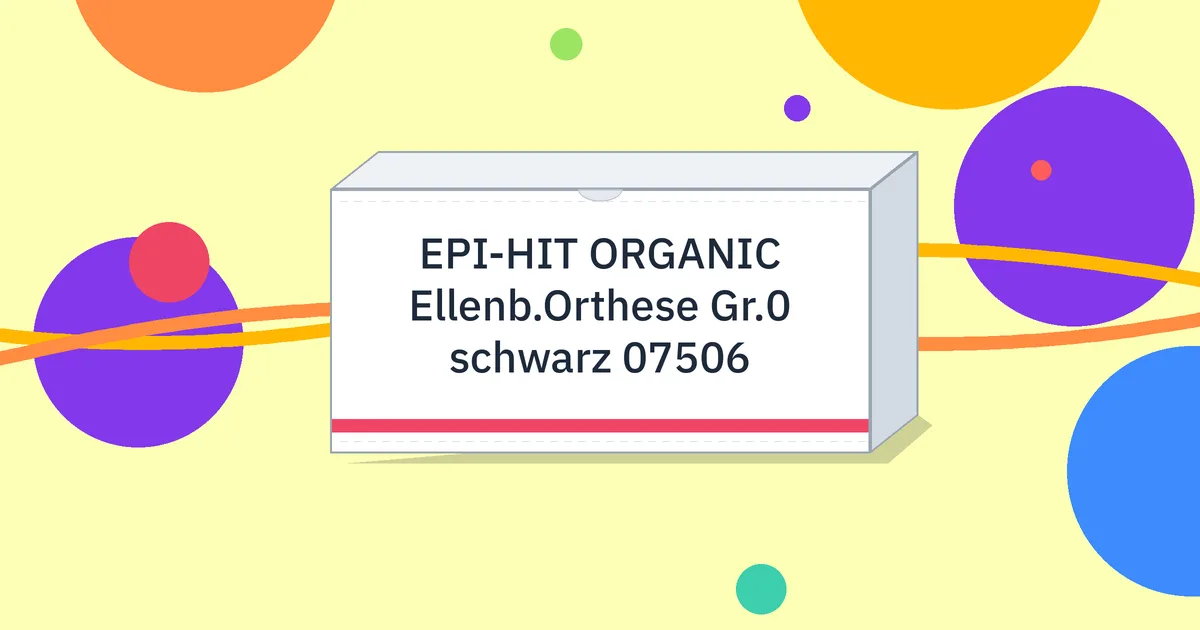 Symbolbild: Packung mit der Aufschrift EPI-HIT ORGANIC Ellenb.Orthese Gr.0 schwarz 07506 (PZN 20318388) – Verfügbarkeit und Bezug in Apotheken in Frankfurt am Main