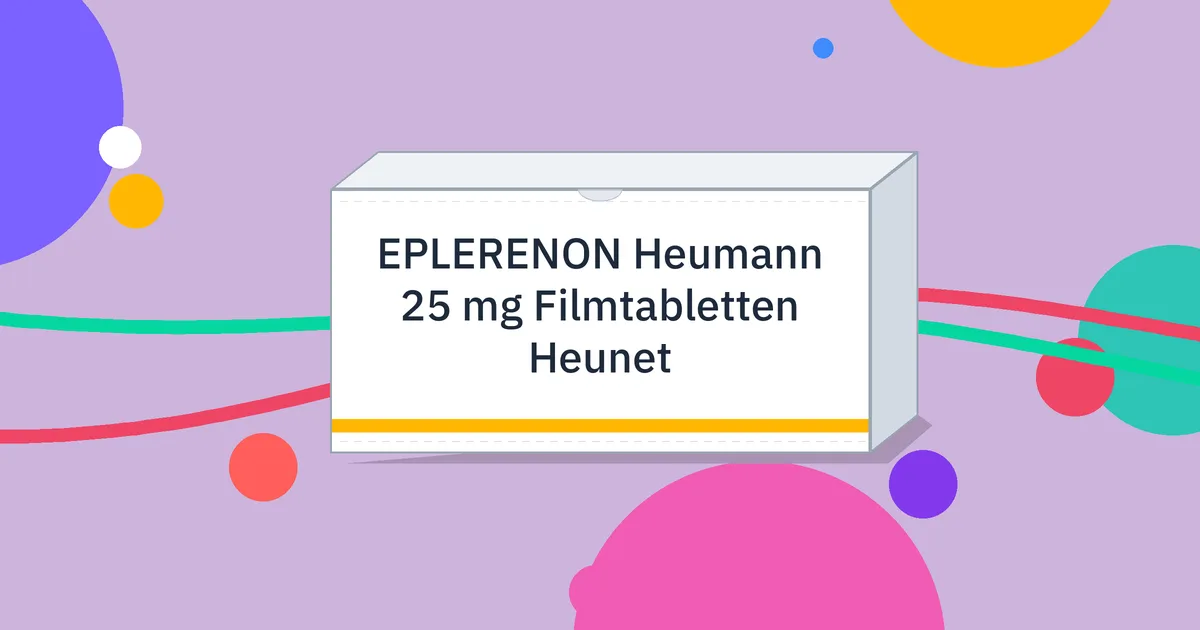 Symbolbild: Packung mit der Aufschrift EPLERENON Heumann 25 mg Filmtabletten Heunet (PZN 13877176) – Verfügbarkeit und Bezug in Apotheken in Frankfurt am Main