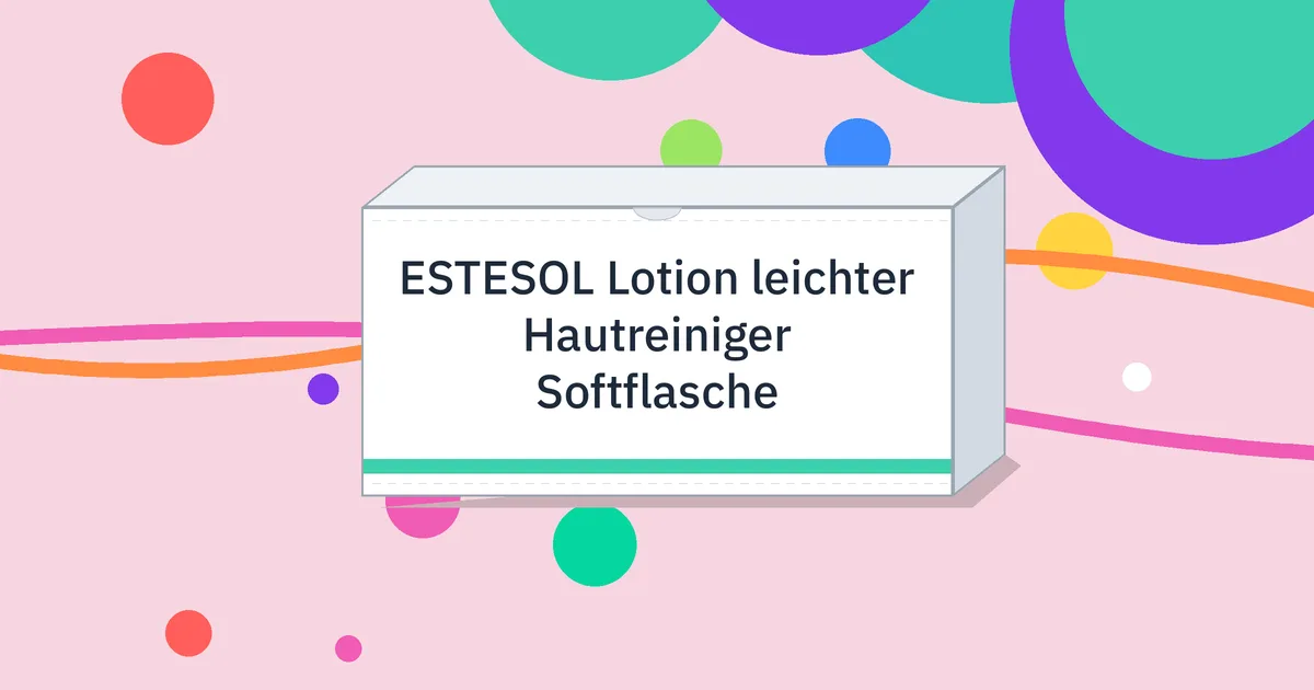 Symbolbild: Packung mit der Aufschrift ESTESOL Lotion leichter Hautreiniger Softflasche (PZN 16748775) – Verfügbarkeit und Bezug in Apotheken in Frankfurt am Main
