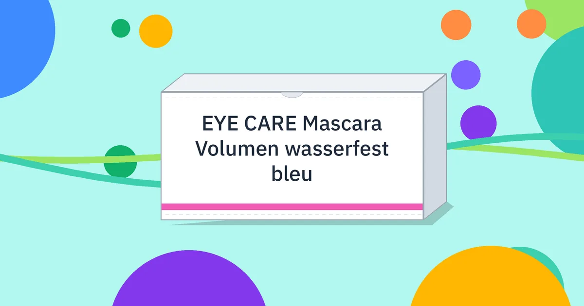Symbolbild: Packung mit der Aufschrift EYE CARE Mascara Volumen wasserfest bleu (PZN 12481915) – Verfügbarkeit und Bezug in Apotheken in Frankfurt am Main