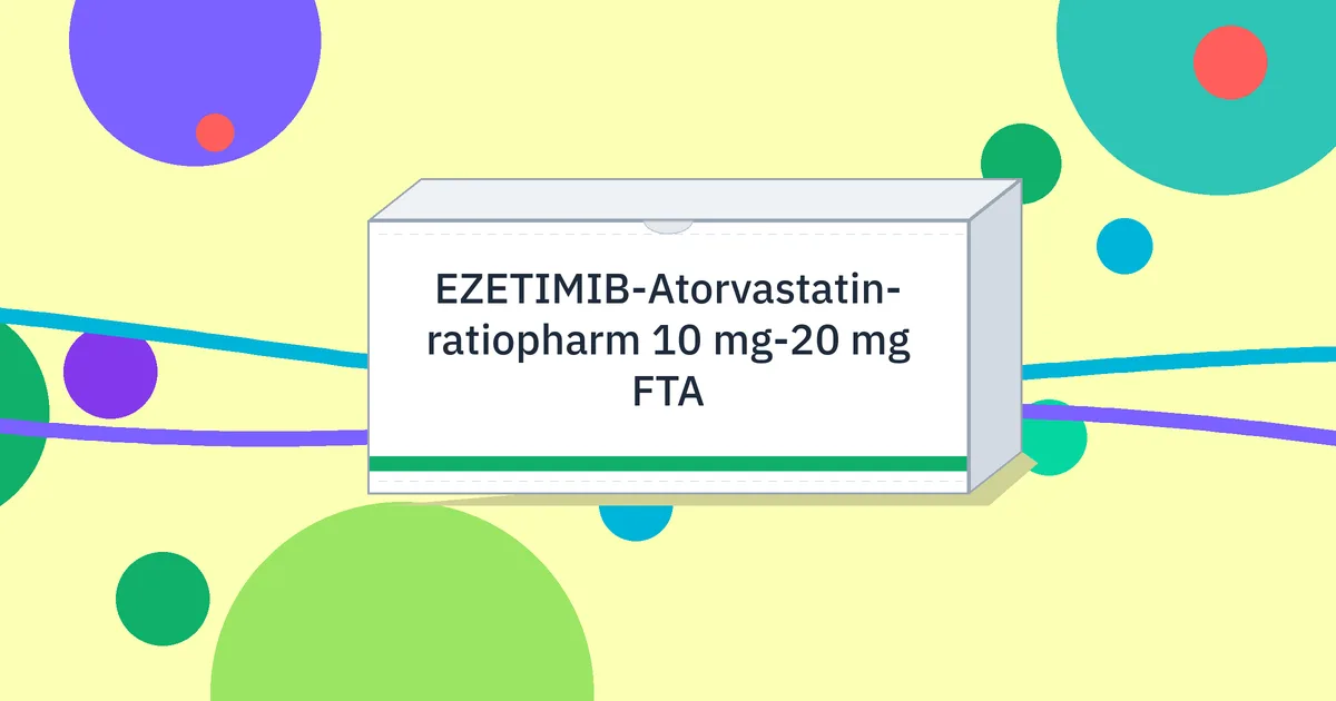 Symbolbild: Packung mit der Aufschrift EZETIMIB-Atorvastatin-ratiopharm 10 mg-20 mg FTA (PZN 16852478) – Verfügbarkeit und Bezug in Apotheken in Frankfurt am Main