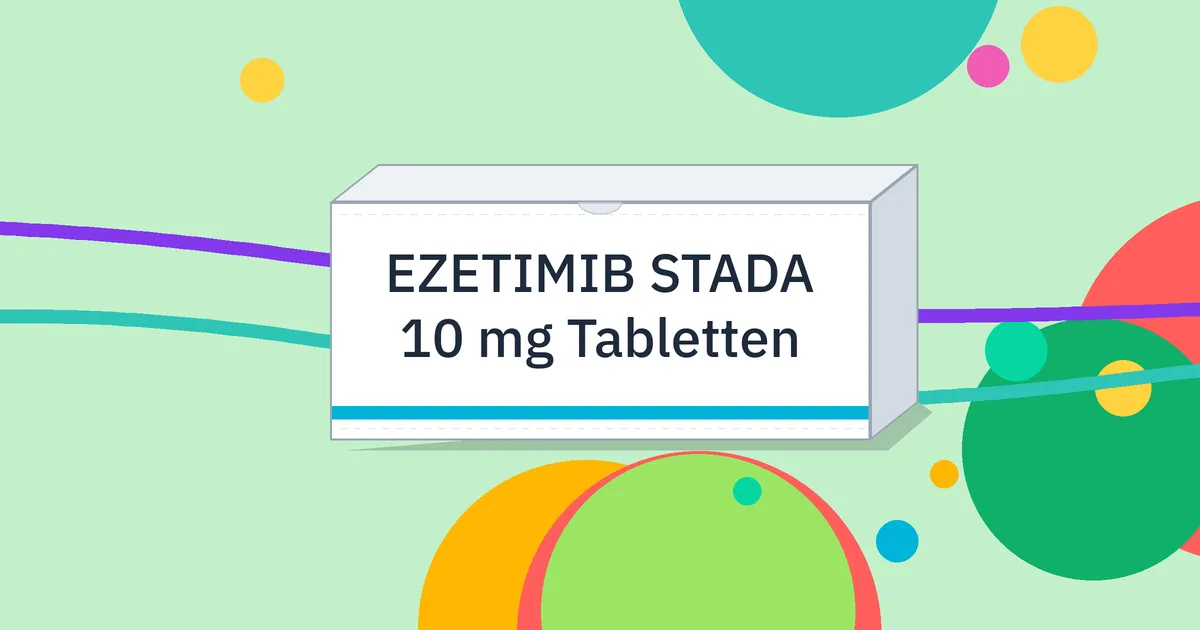 Symbolbild: Packung mit der Aufschrift EZETIMIB STADA 10 mg Tabletten (PZN 11853243) – Verfügbarkeit und Bezug in Apotheken in Frankfurt am Main