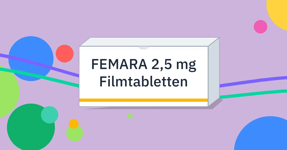 Symbolbild: Packung mit der Aufschrift FEMARA 2,5 mg Filmtabletten (PZN 07614923) – Verfügbarkeit und Bezug in Apotheken in Frankfurt am Main