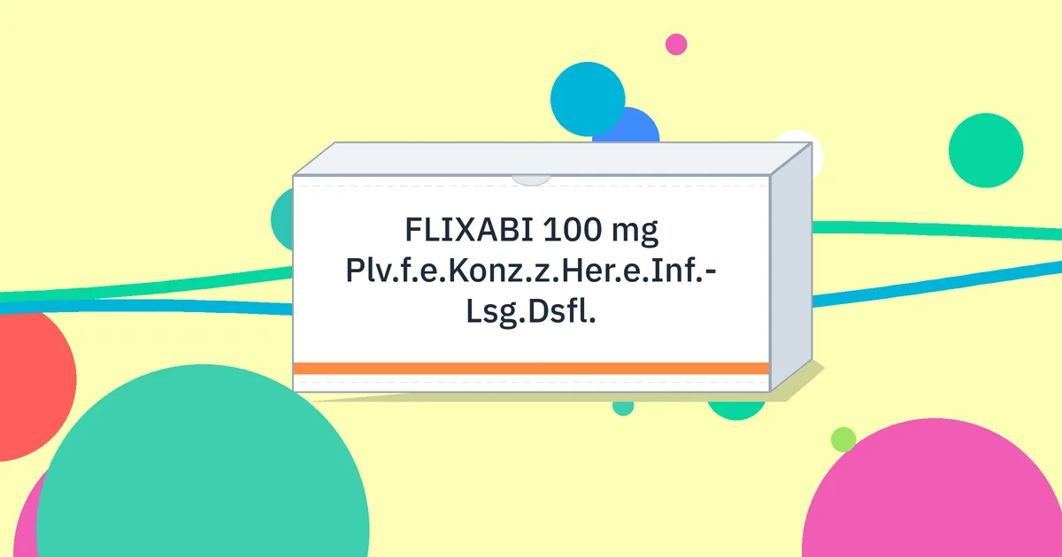 Symbolbild: Packung mit der Aufschrift FLIXABI 100 mg Plv.f.e.Konz.z.Her.e.Inf.-Lsg.Dsfl. (PZN 14162841) – Verfügbarkeit und Bezug in Apotheken in Frankfurt am Main