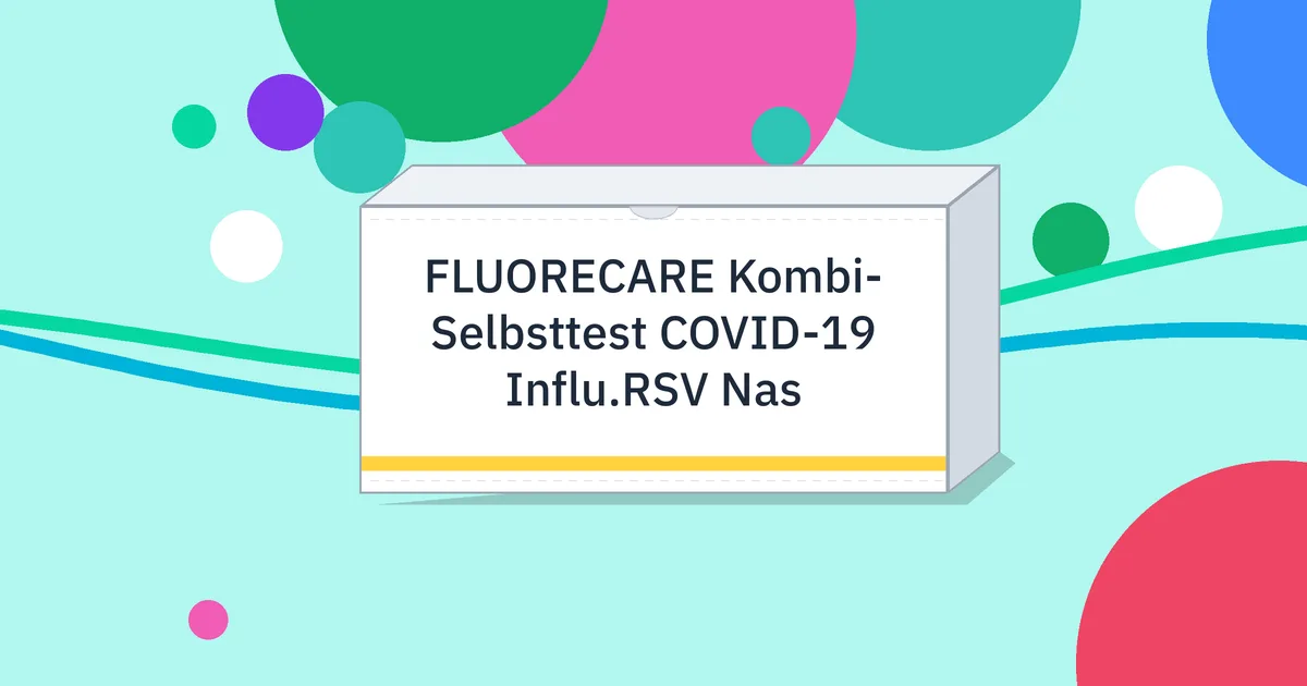 Symbolbild: Packung mit der Aufschrift FLUORECARE Kombi-Selbsttest COVID-19 Influ.RSV Nas (PZN 19201706) – Verfügbarkeit und Bezug in Apotheken in Frankfurt am Main