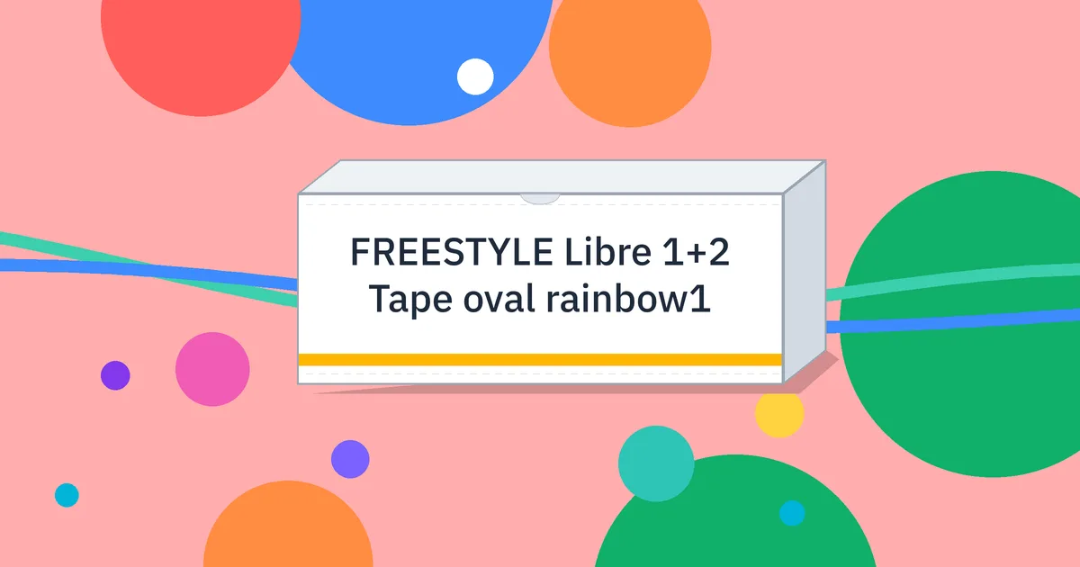 Symbolbild: Packung mit der Aufschrift FREESTYLE Libre 1+2 Tape oval rainbow1 (PZN 18177845) – Verfügbarkeit und Bezug in Apotheken in Frankfurt am Main