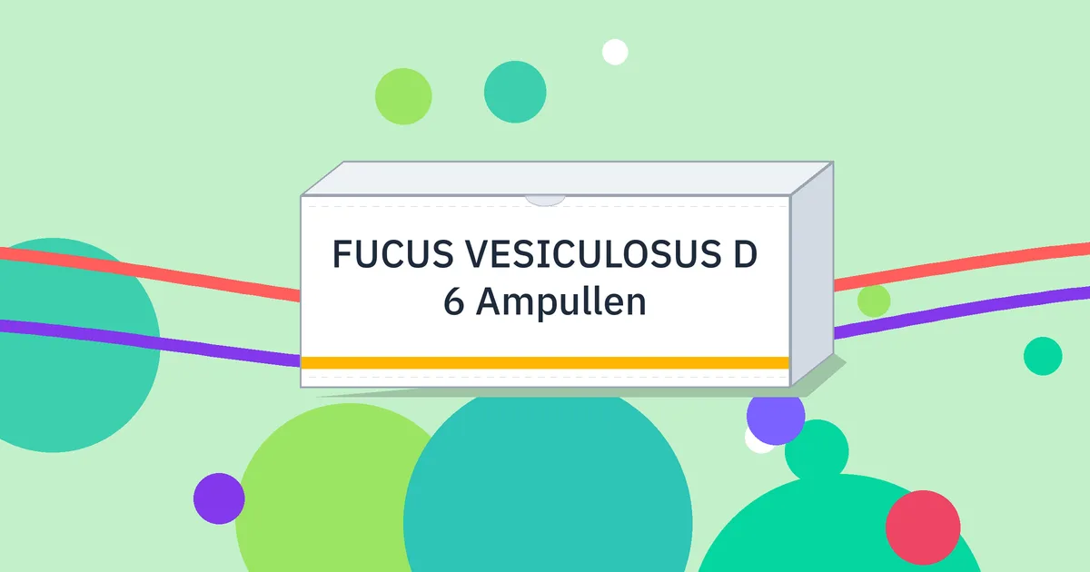 Symbolbild: Packung mit der Aufschrift FUCUS VESICULOSUS D 6 Ampullen (PZN 11705991) – Verfügbarkeit und Bezug in Apotheken in Frankfurt am Main