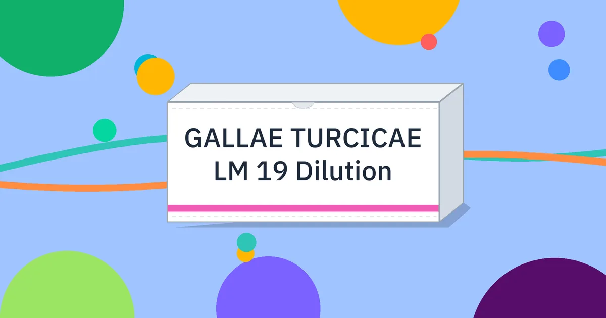 Symbolbild: Packung mit der Aufschrift GALLAE TURCICAE LM 19 Dilution (PZN 13498119) – Verfügbarkeit und Bezug in Apotheken in Frankfurt am Main