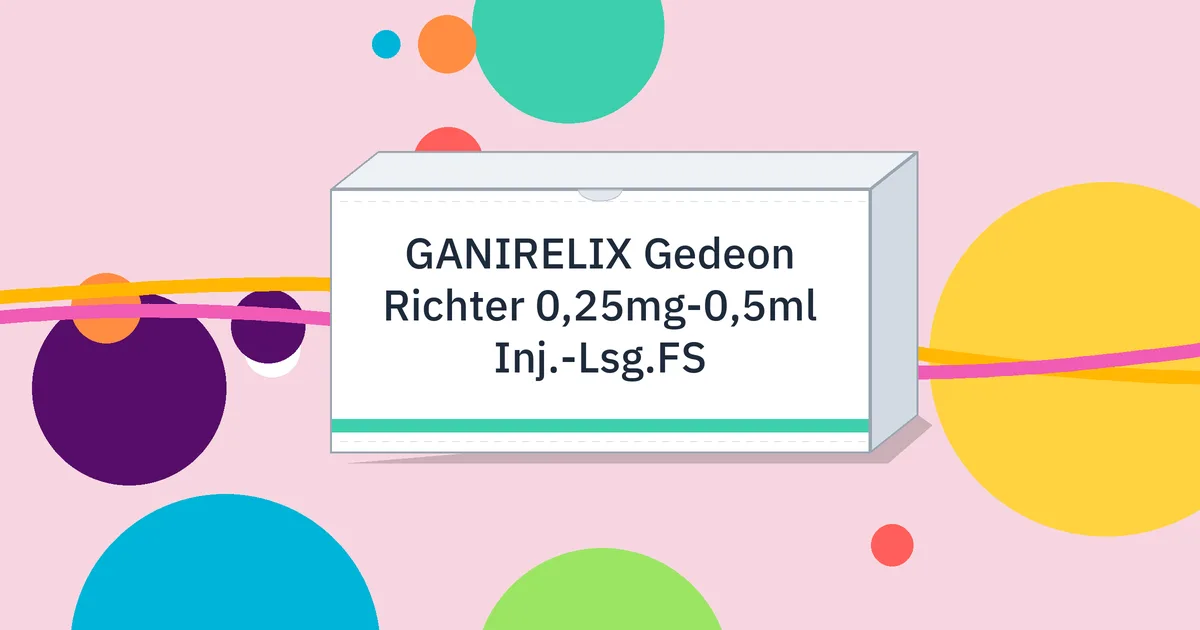 Symbolbild: Packung mit der Aufschrift GANIRELIX Gedeon Richter 0,25mg-0,5ml Inj.-Lsg.FS (PZN 20170106) – Verfügbarkeit und Bezug in Apotheken in Frankfurt am Main