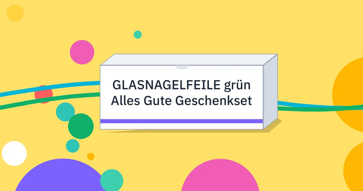 Symbolbild: Packung mit der Aufschrift GLASNAGELFEILE grün Alles Gute Geschenkset (PZN 20637426) – Verfügbarkeit und Bezug in Apotheken in Frankfurt am Main