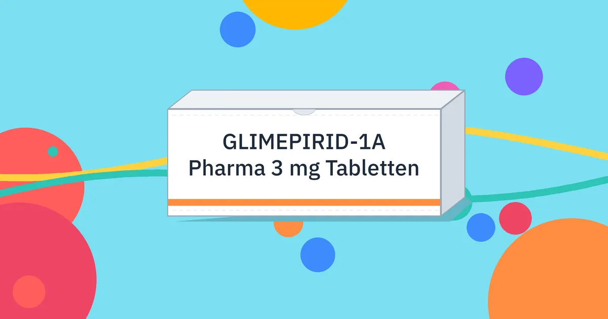 Symbolbild: Packung mit der Aufschrift GLIMEPIRID-1A Pharma 3 mg Tabletten (PZN 04537694) – Verfügbarkeit und Bezug in Apotheken in Frankfurt am Main
