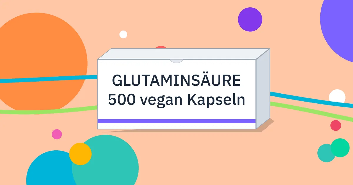 Symbolbild: Packung mit der Aufschrift GLUTAMINSÄURE 500 vegan Kapseln (PZN 19192427) – Verfügbarkeit und Bezug in Apotheken in Frankfurt am Main