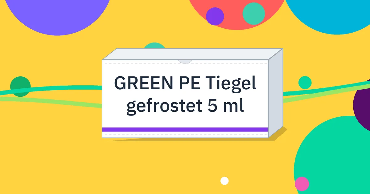 Symbolbild: Packung mit der Aufschrift GREEN PE Tiegel gefrostet 5 ml (PZN 16680801) – Verfügbarkeit und Bezug in Apotheken in Frankfurt am Main