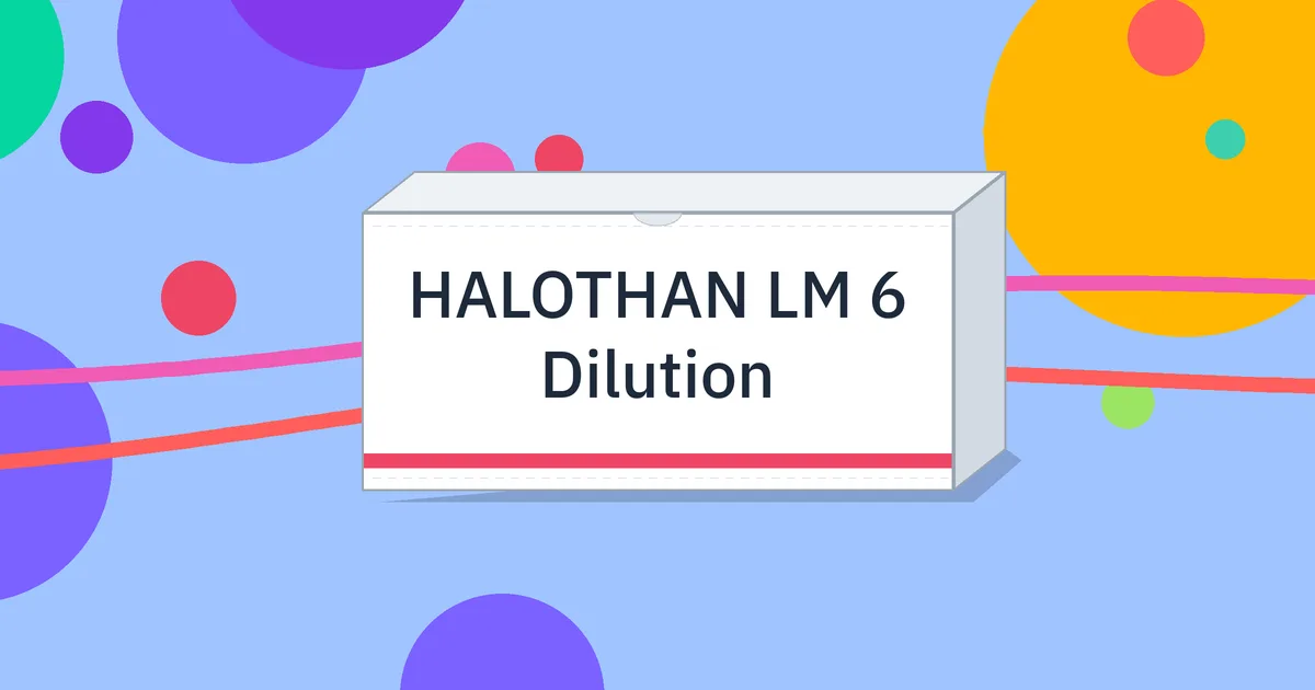 Symbolbild: Packung mit der Aufschrift HALOTHAN LM 6 Dilution (PZN 12883890) – Verfügbarkeit und Bezug in Apotheken in Frankfurt am Main