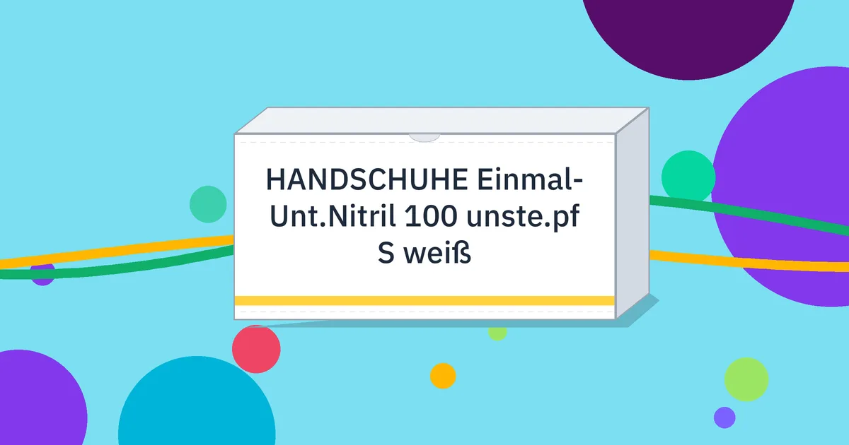Symbolbild: Packung mit der Aufschrift HANDSCHUHE Einmal-Unt.Nitril 100 unste.pf S weiß (PZN 19809201) – Verfügbarkeit und Bezug in Apotheken in Frankfurt am Main