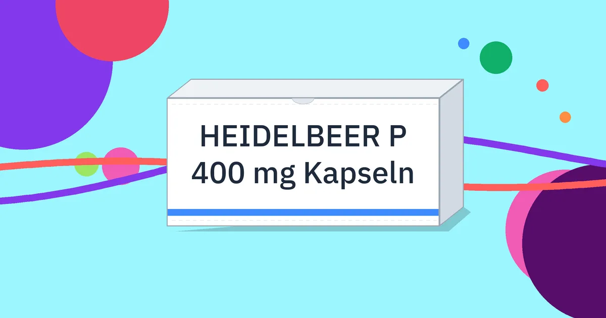 Symbolbild: Packung mit der Aufschrift HEIDELBEER P 400 mg Kapseln (PZN 02454886) – Verfügbarkeit und Bezug in Apotheken in Frankfurt am Main