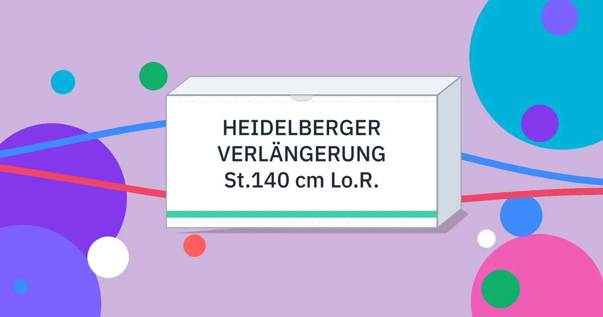 Symbolbild: Packung mit der Aufschrift HEIDELBERGER VERLÄNGERUNG St.140 cm Lo.R. (PZN 02133136) – Verfügbarkeit und Bezug in Apotheken in Frankfurt am Main