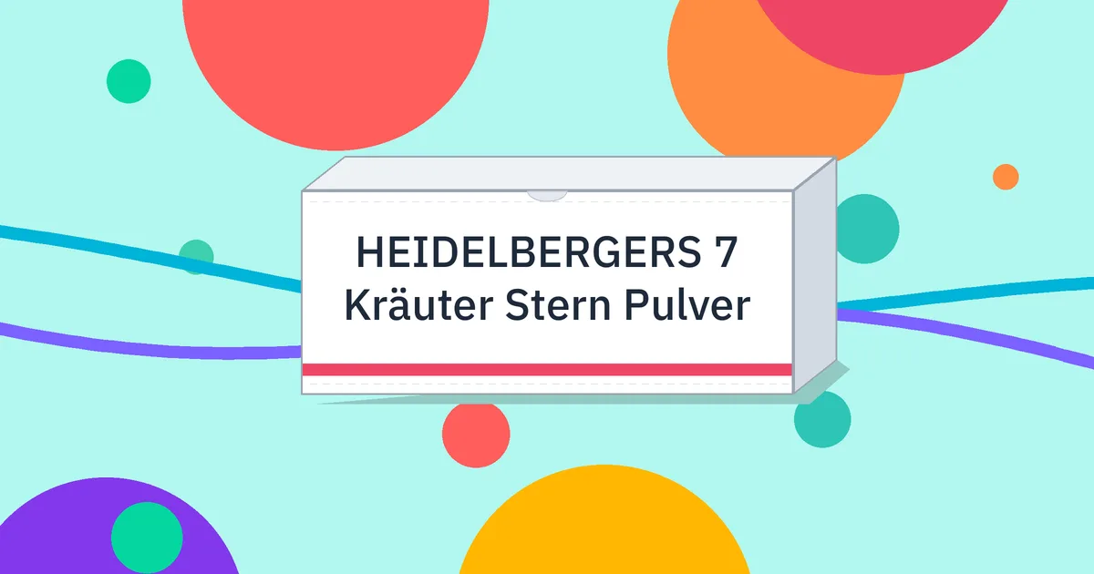 Symbolbild: Packung mit der Aufschrift HEIDELBERGERS 7 Kräuter Stern Pulver (PZN 04440032) – Verfügbarkeit und Bezug in Apotheken in Frankfurt am Main
