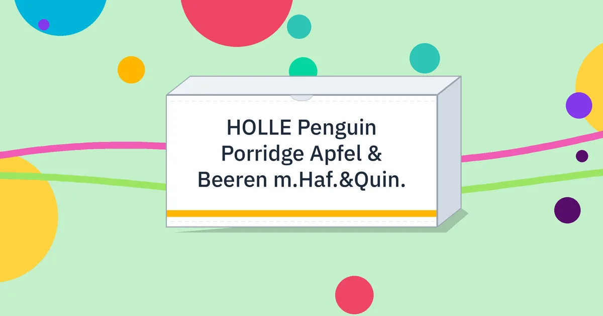 Symbolbild: Packung mit der Aufschrift HOLLE Penguin Porridge Apfel & Beeren m.Haf.&Quin. (PZN 19274504) – Verfügbarkeit und Bezug in Apotheken in Frankfurt am Main