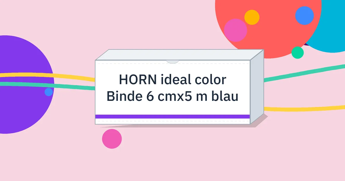 Symbolbild: Packung mit der Aufschrift HORN ideal color Binde 6 cmx5 m blau (PZN 04421885) – Verfügbarkeit und Bezug in Apotheken in Frankfurt am Main