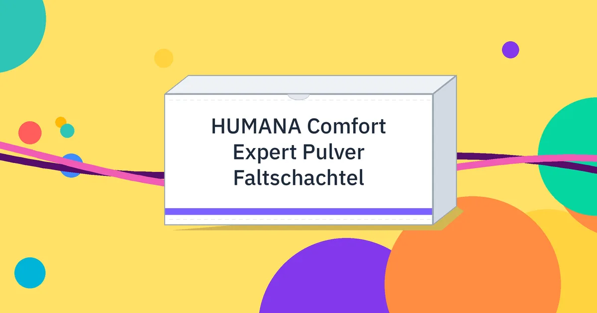 Symbolbild: Packung mit der Aufschrift HUMANA Comfort Expert Pulver Faltschachtel (PZN 17885066) – Verfügbarkeit und Bezug in Apotheken in Frankfurt am Main