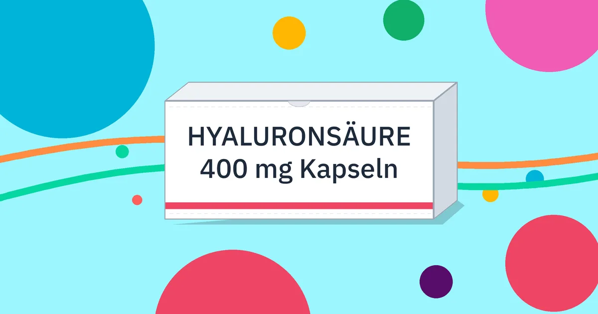 Symbolbild: Packung mit der Aufschrift HYALURONSÄURE 400 mg Kapseln (PZN 15620895) – Verfügbarkeit und Bezug in Apotheken in Frankfurt am Main