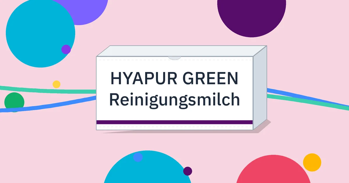 Symbolbild: Packung mit der Aufschrift HYAPUR GREEN Reinigungsmilch (PZN 10011252) – Verfügbarkeit und Bezug in Apotheken in Frankfurt am Main