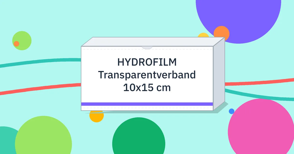 Symbolbild: Packung mit der Aufschrift HYDROFILM Transparentverband 10x15 cm (PZN 01545440) – Verfügbarkeit und Bezug in Apotheken in Frankfurt am Main