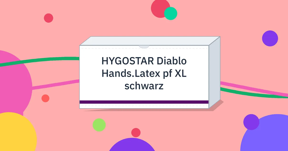 Symbolbild: Packung mit der Aufschrift HYGOSTAR Diablo Hands.Latex pf XL schwarz (PZN 20772118) – Verfügbarkeit und Bezug in Apotheken in Frankfurt am Main