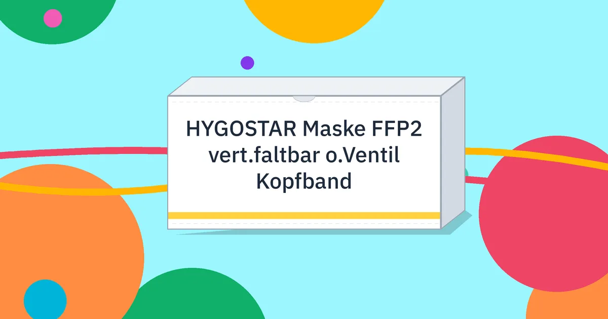 Symbolbild: Packung mit der Aufschrift HYGOSTAR Maske FFP2 vert.faltbar o.Ventil Kopfband (PZN 17161279) – Verfügbarkeit und Bezug in Apotheken in Frankfurt am Main