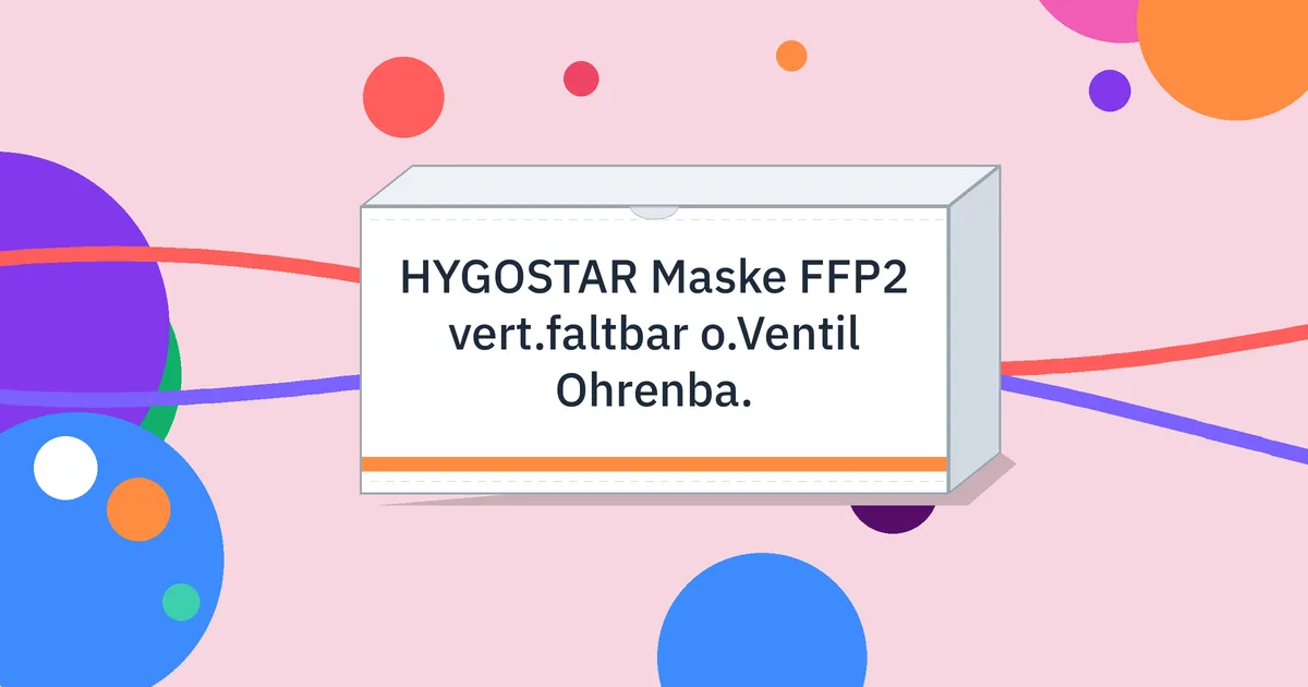 Symbolbild: Packung mit der Aufschrift HYGOSTAR Maske FFP2 vert.faltbar o.Ventil Ohrenba. (PZN 17158099) – Verfügbarkeit und Bezug in Apotheken in Frankfurt am Main