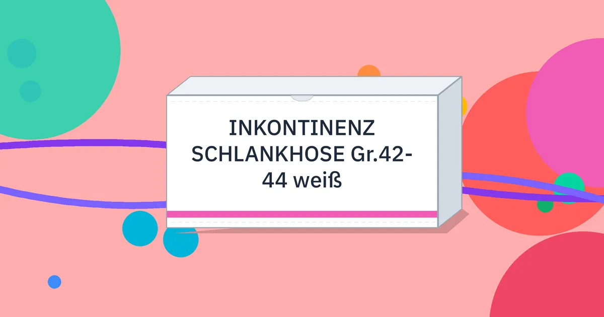 Symbolbild: Packung mit der Aufschrift INKONTINENZ SCHLANKHOSE Gr.42-44 weiß (PZN 04617677) – Verfügbarkeit und Bezug in Apotheken in Frankfurt am Main