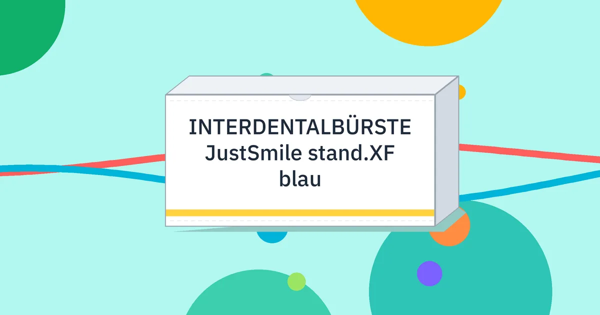 Symbolbild: Packung mit der Aufschrift INTERDENTALBÜRSTE JustSmile stand.XF blau (PZN 09768470) – Verfügbarkeit und Bezug in Apotheken in Frankfurt am Main