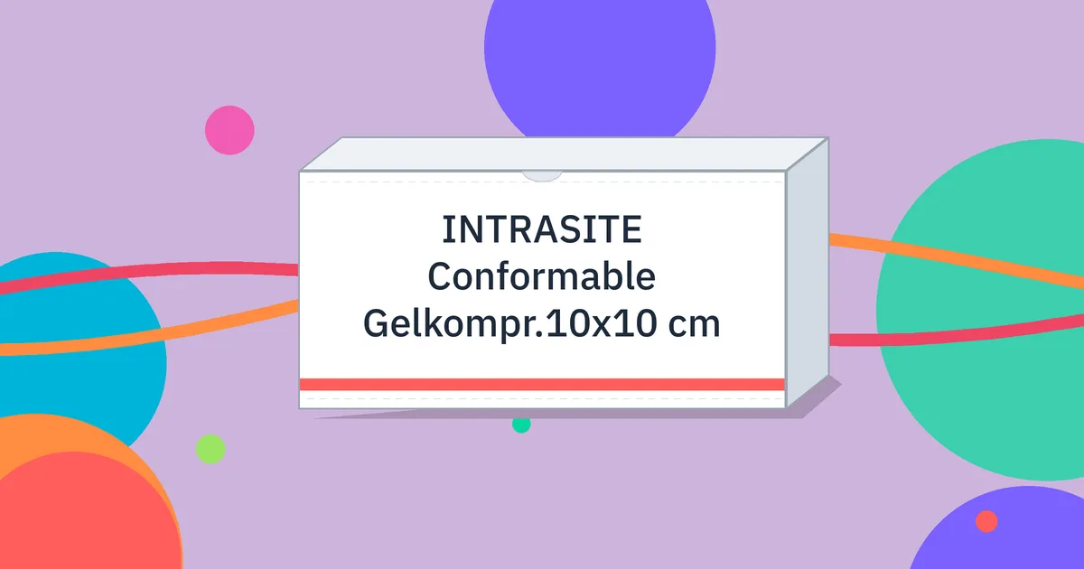 Symbolbild: Packung mit der Aufschrift INTRASITE Conformable Gelkompr.10x10 cm (PZN 13347998) – Verfügbarkeit und Bezug in Apotheken in Frankfurt am Main