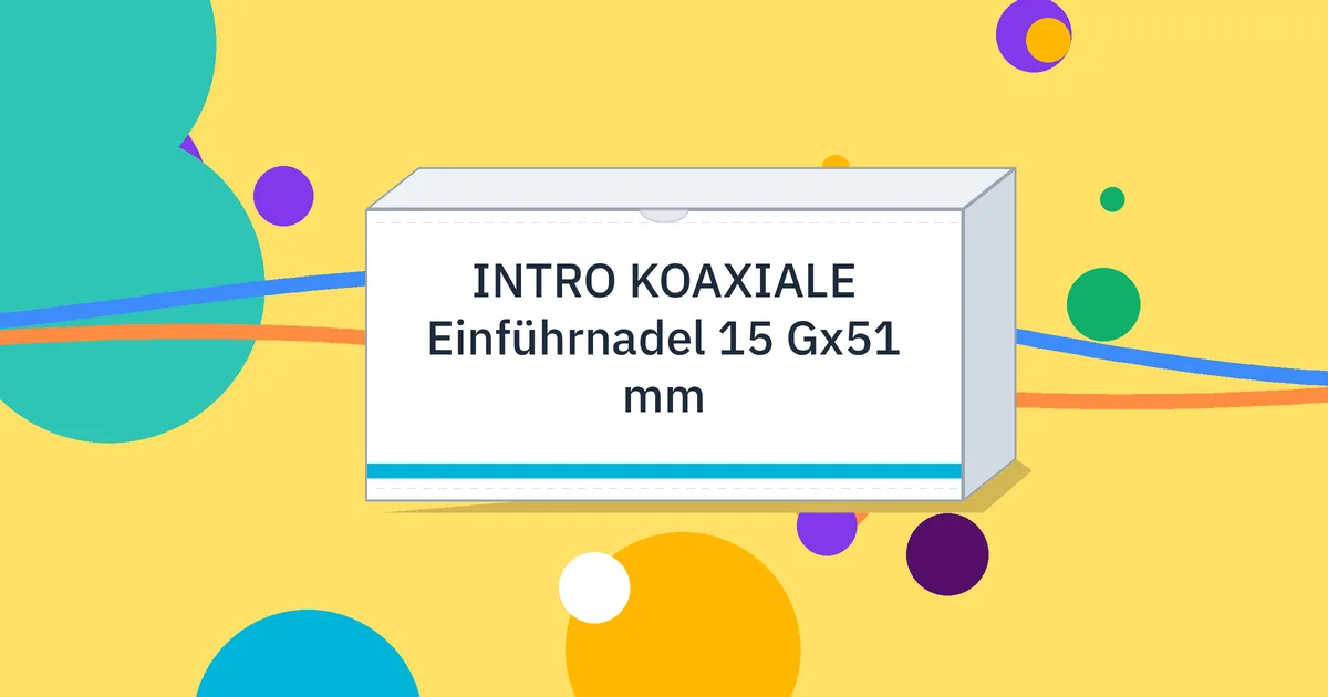 Symbolbild: Packung mit der Aufschrift INTRO KOAXIALE Einführnadel 15 Gx51 mm (PZN 19737074) – Verfügbarkeit und Bezug in Apotheken in Frankfurt am Main