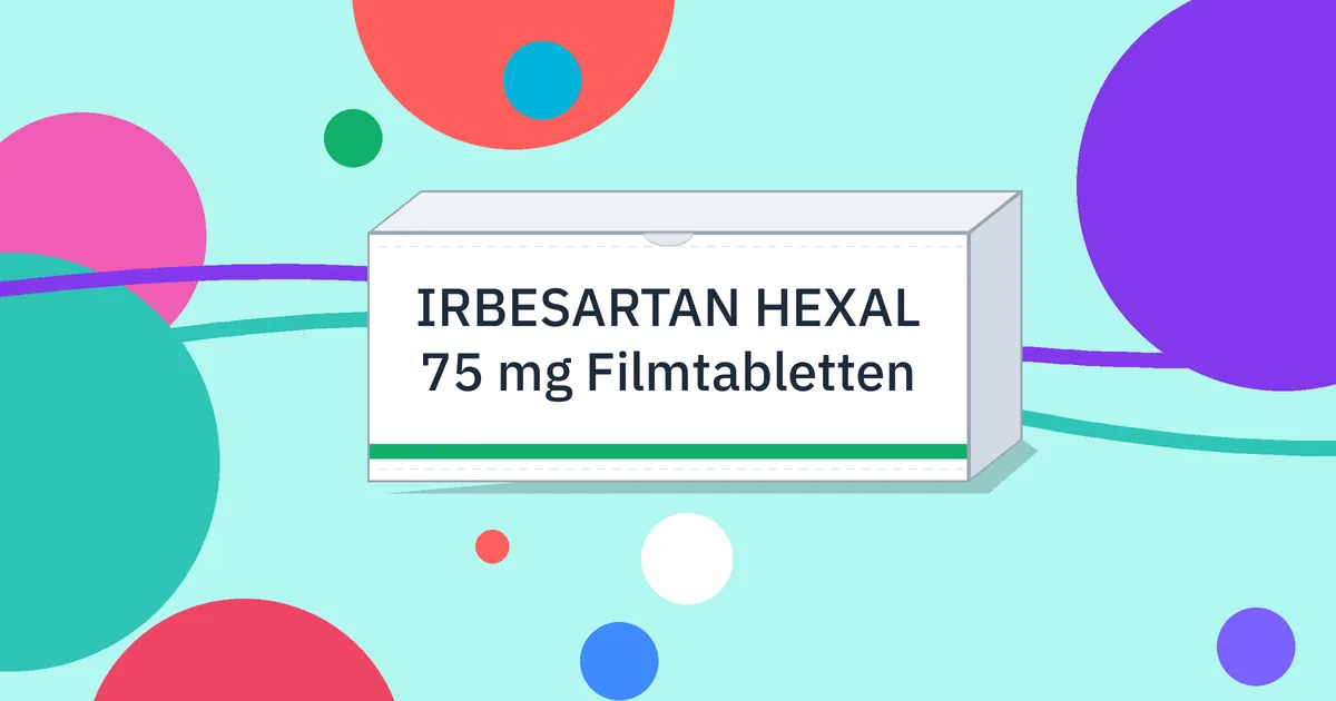 Symbolbild: Packung mit der Aufschrift IRBESARTAN HEXAL 75 mg Filmtabletten (PZN 09671902) – Verfügbarkeit und Bezug in Apotheken in Frankfurt am Main