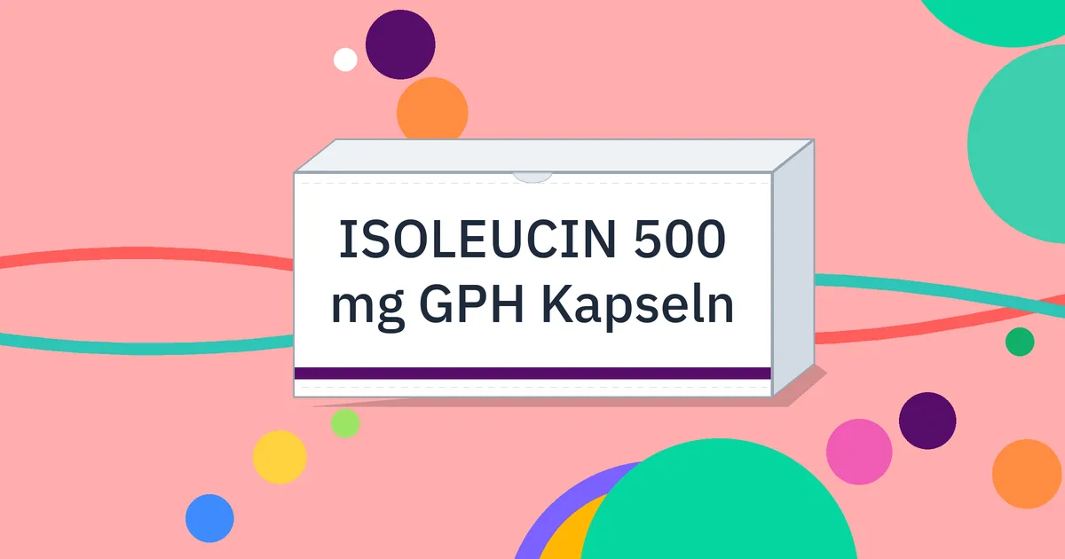 Symbolbild: Packung mit der Aufschrift ISOLEUCIN 500 mg GPH Kapseln (PZN 00128154) – Verfügbarkeit und Bezug in Apotheken in Frankfurt am Main