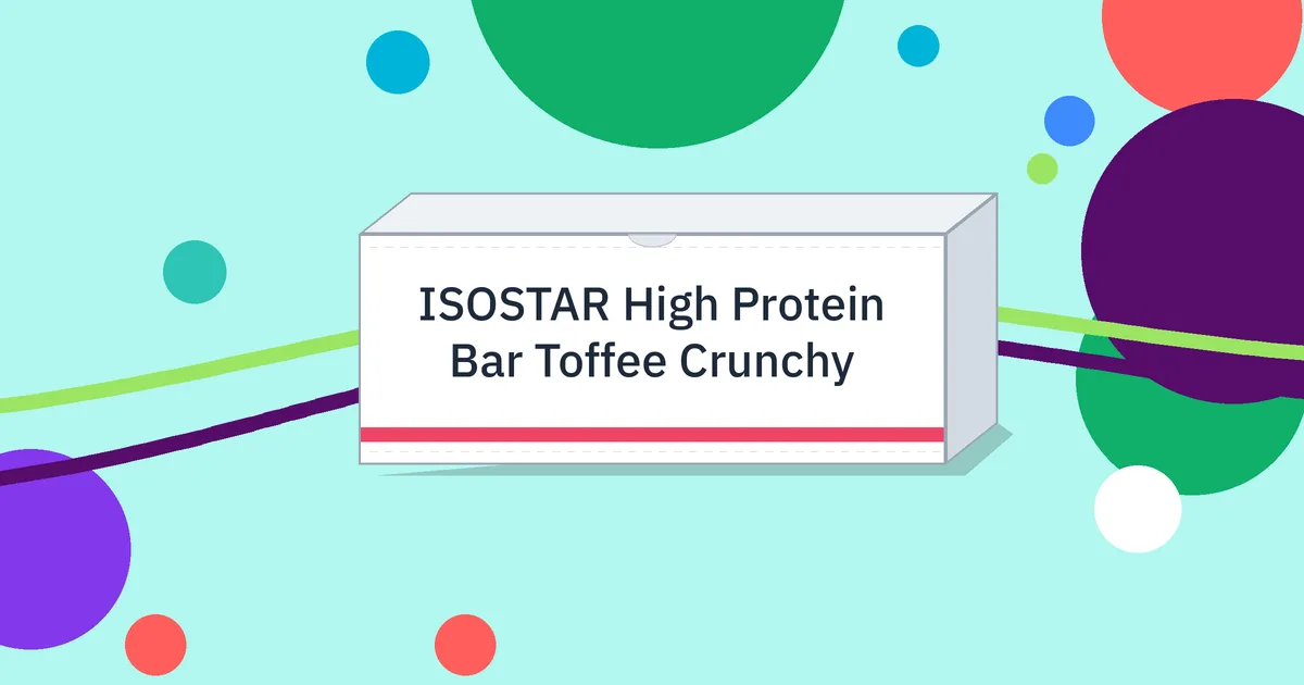 Symbolbild: Packung mit der Aufschrift ISOSTAR High Protein Bar Toffee Crunchy (PZN 19639704) – Verfügbarkeit und Bezug in Apotheken in Frankfurt am Main
