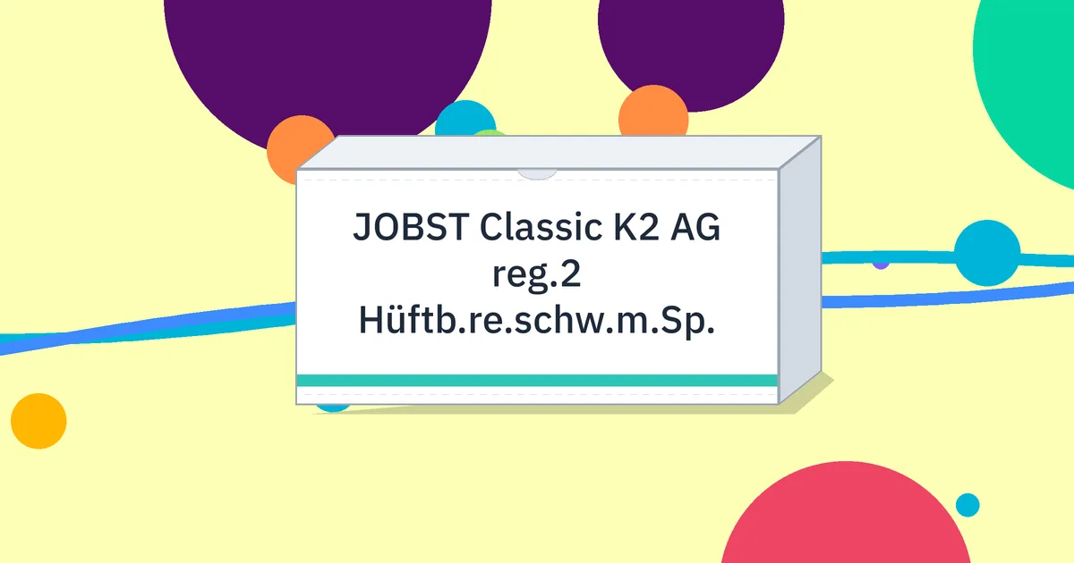 Symbolbild: Packung mit der Aufschrift JOBST Classic K2 AG reg.2 Hüftb.re.schw.m.Sp. (PZN 13067141) – Verfügbarkeit und Bezug in Apotheken in Frankfurt am Main