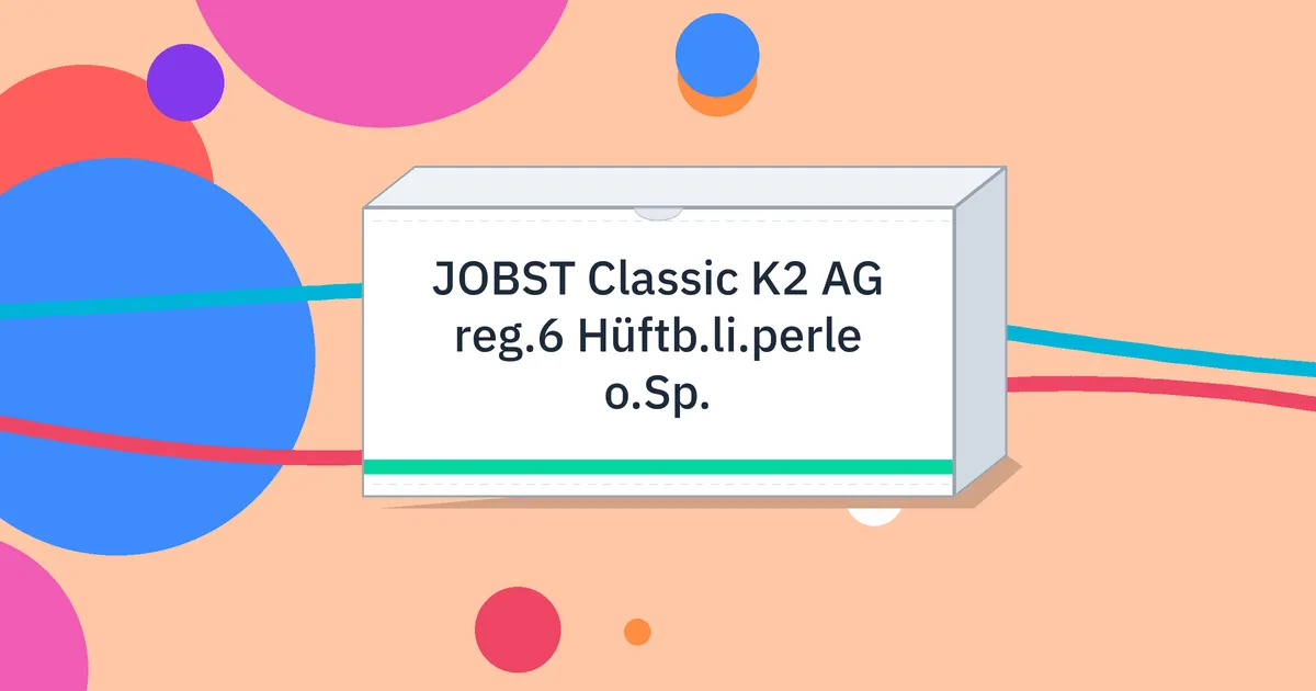 Symbolbild: Packung mit der Aufschrift JOBST Classic K2 AG reg.6 Hüftb.li.perle o.Sp. (PZN 13066124) – Verfügbarkeit und Bezug in Apotheken in Frankfurt am Main