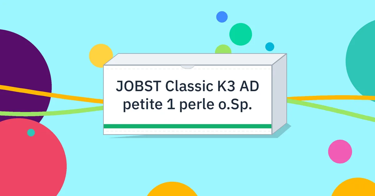 Symbolbild: Packung mit der Aufschrift JOBST Classic K3 AD petite 1 perle o.Sp. (PZN 13070462) – Verfügbarkeit und Bezug in Apotheken in Frankfurt am Main