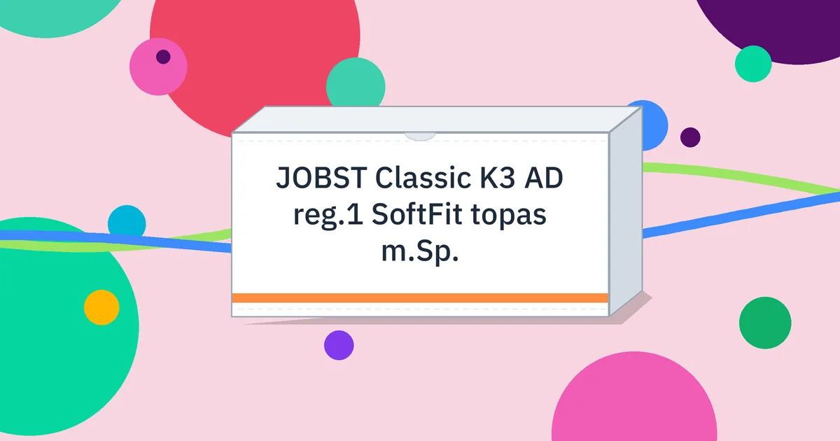 Symbolbild: Packung mit der Aufschrift JOBST Classic K3 AD reg.1 SoftFit topas m.Sp. (PZN 14224134) – Verfügbarkeit und Bezug in Apotheken in Frankfurt am Main