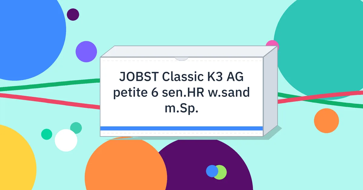 Symbolbild: Packung mit der Aufschrift JOBST Classic K3 AG petite 6 sen.HR w.sand m.Sp. (PZN 17956872) – Verfügbarkeit und Bezug in Apotheken in Frankfurt am Main