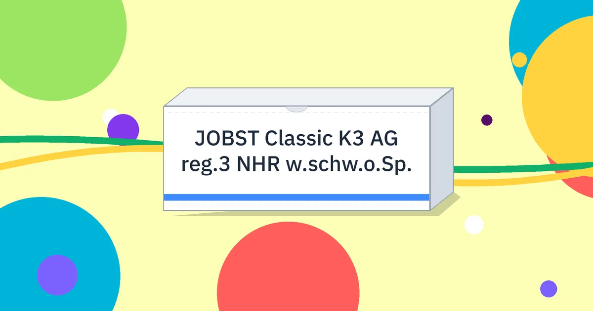 Symbolbild: Packung mit der Aufschrift JOBST Classic K3 AG reg.3 NHR w.schw.o.Sp. (PZN 13073963) – Verfügbarkeit und Bezug in Apotheken in Frankfurt am Main